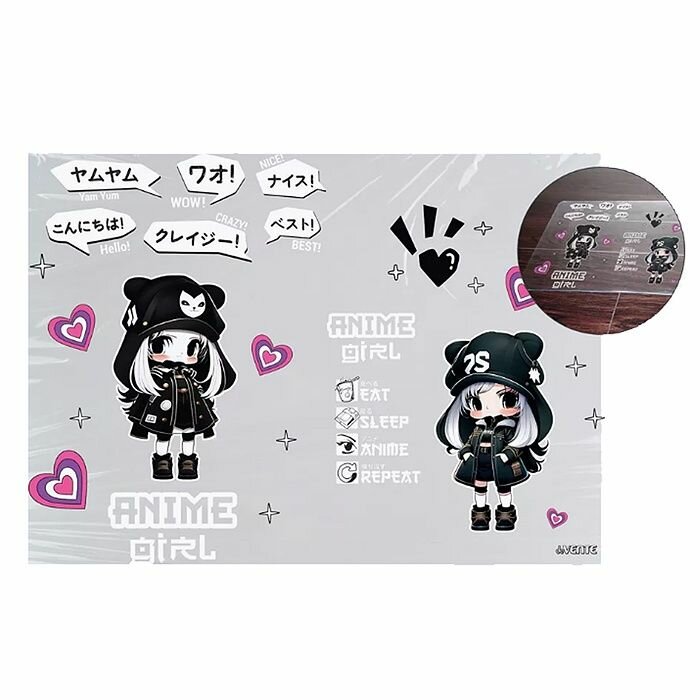 Настольное покрытие deVENTE "Anime Girl" 70x50 см, прозрачный PVC с цветным рисунком, 150 мкм (8061430)