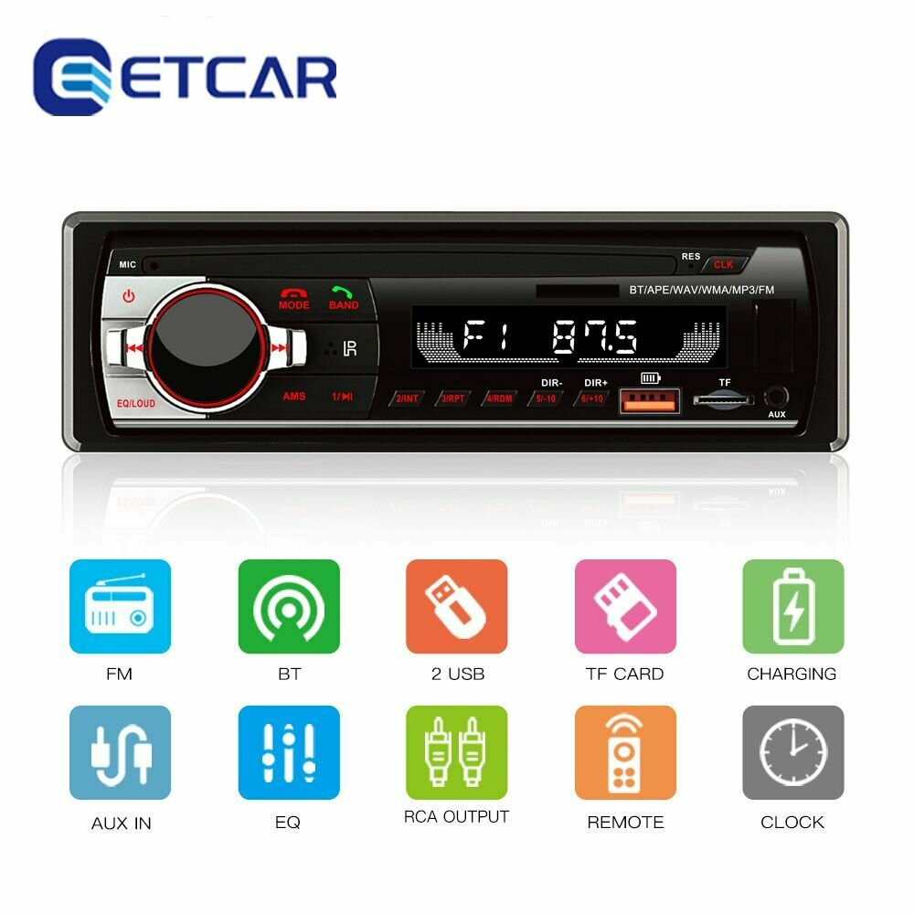 Автомагнитола bluetooth 1 din JSD 520 12V автомагнитола с сенсорным экраном AUX aux с дистанционным управлением (USB/micro SD/BT, AUX)