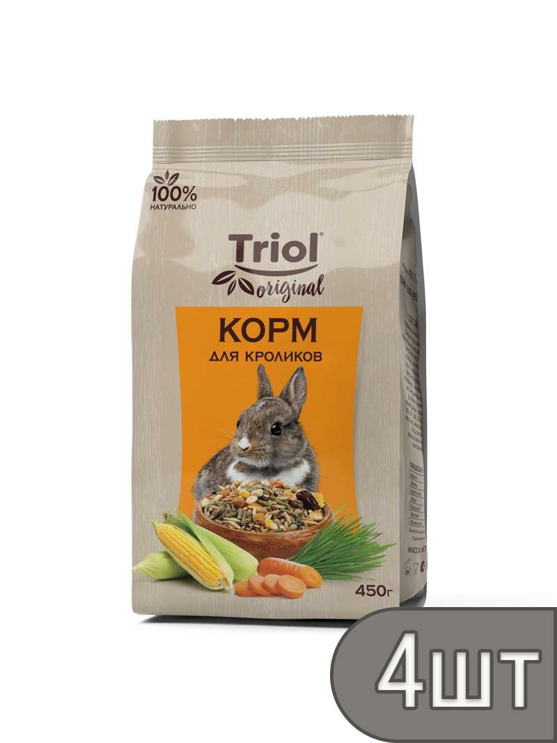 Triol Набор 4 шт Корм Original для кроликов, 450 гр