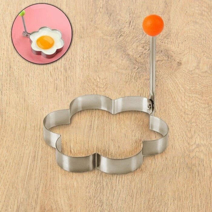 Форма для оладий и яичницы "Ромашка", размер 8,5*8,5см, с ручкой, нержавеющая сталь