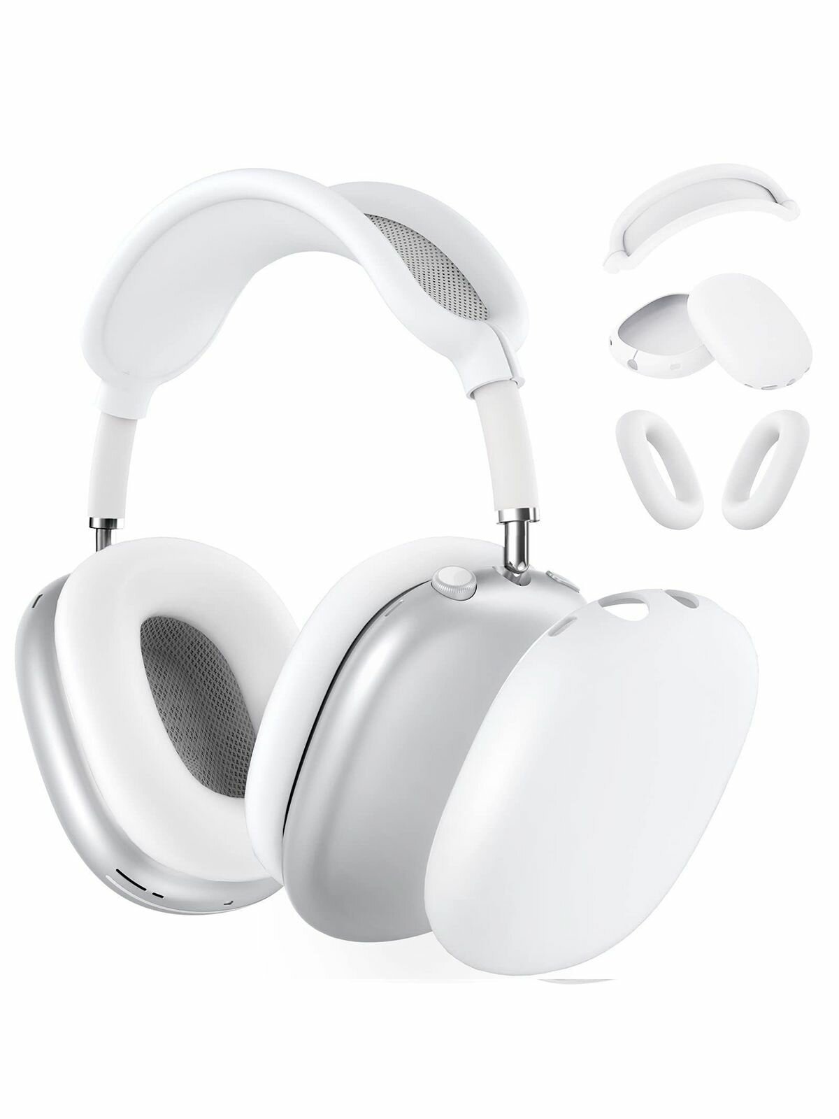 Чехол на наушники Apple AirPods Max силиконовый . Комплект 3 в 1, белый