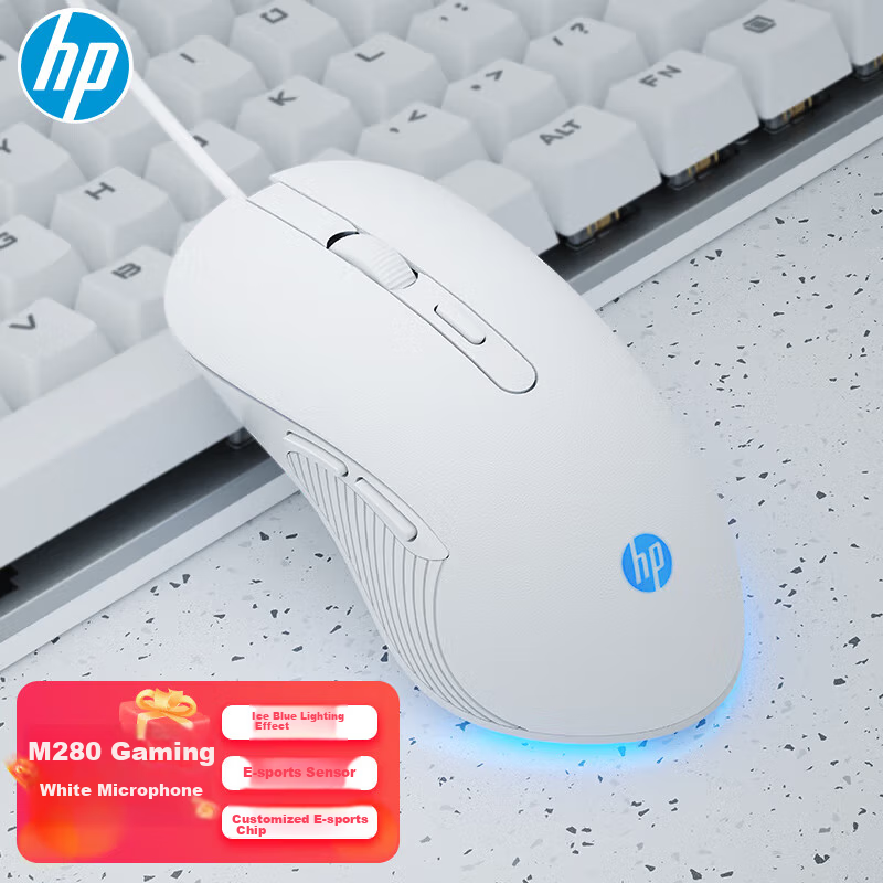 HP Wired Gaming Mouse for E-Sports, Laptop And Desktop, for Men And Women, Office Computer, RGB Lighting Effects, LOL, PUBG, External Device, CF White, Quiet Operation
