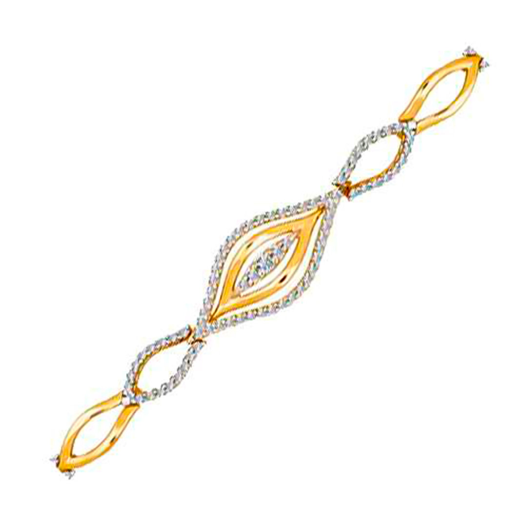 Глидерный браслет, красное, комбинированное золото, 585 проба, фианит