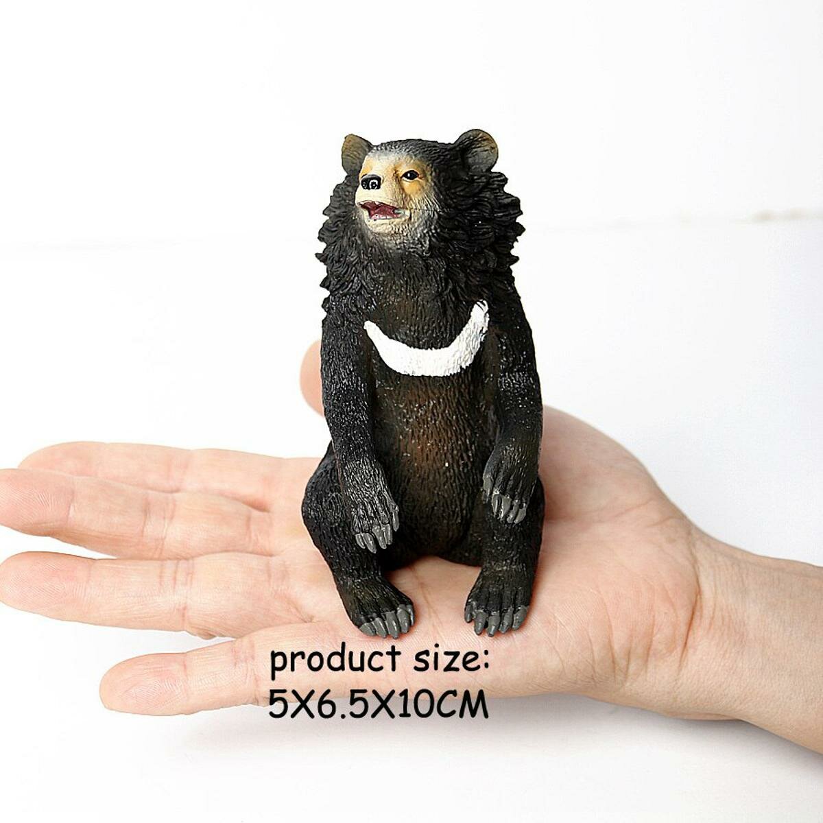 Пластиковая расписанная вручную фигурка черного медведя, дикое сафари, североамериканская, азиатская дикая природа, черн