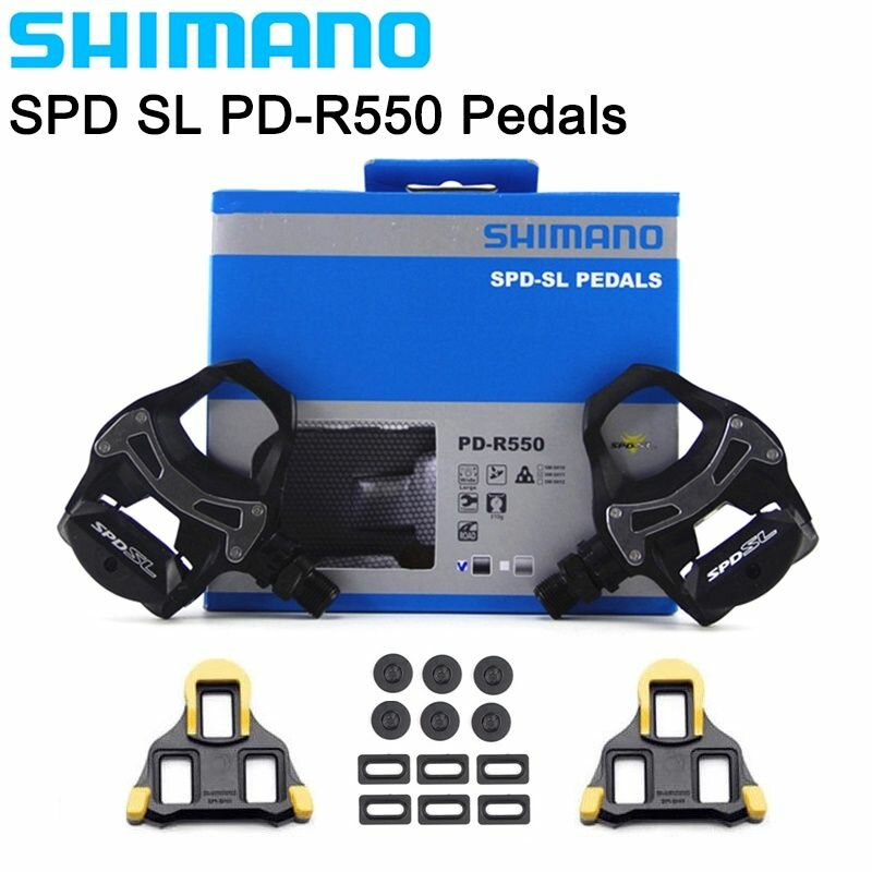 Шоссейные педали Shimano PD-R550, SPD-SL, с шипами SH11 (6 градусов)