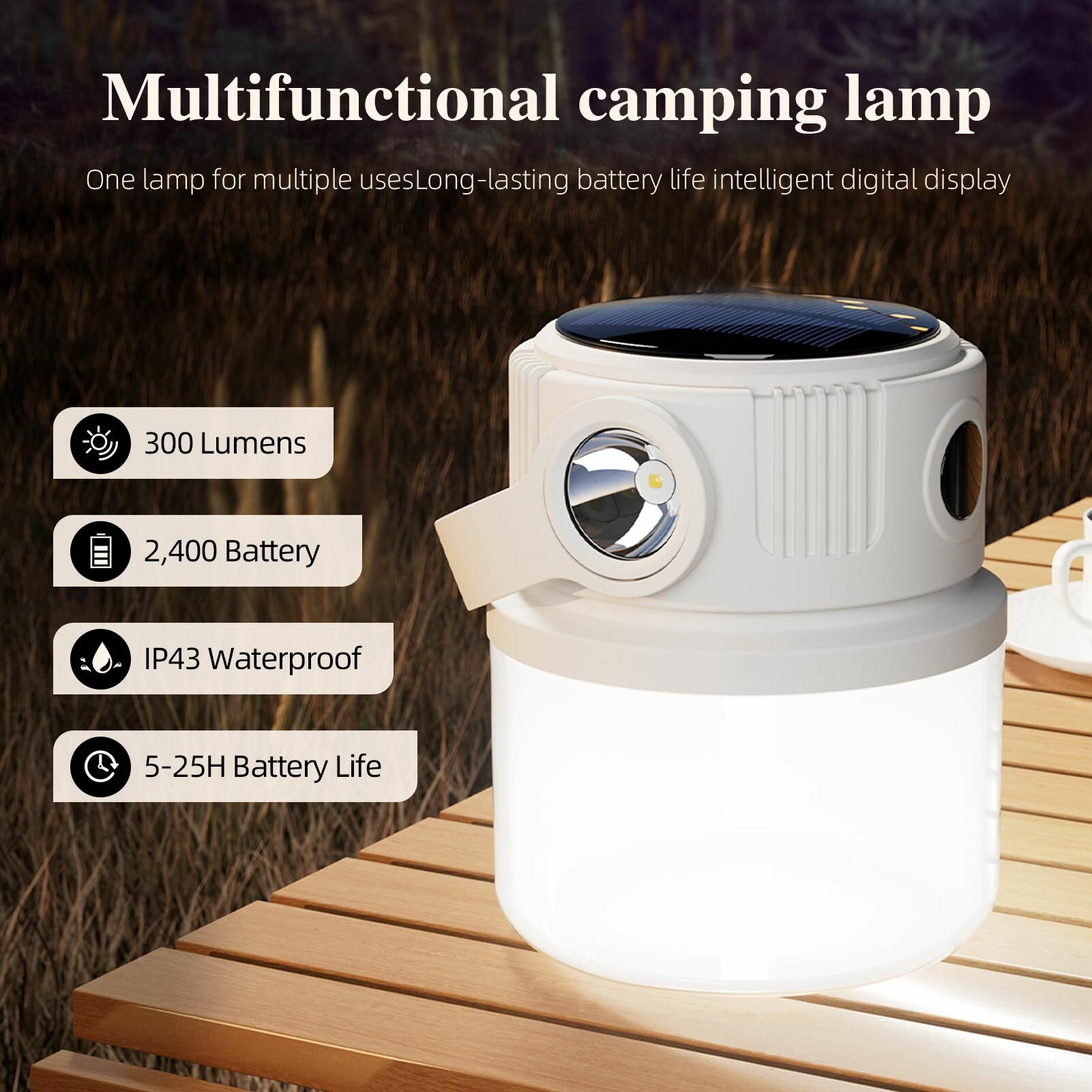 SUPERFIRE T22 Фонарь аккумуляторный / Кемпинговый светильник / Подвесной фонарик со сменным аккумулятором