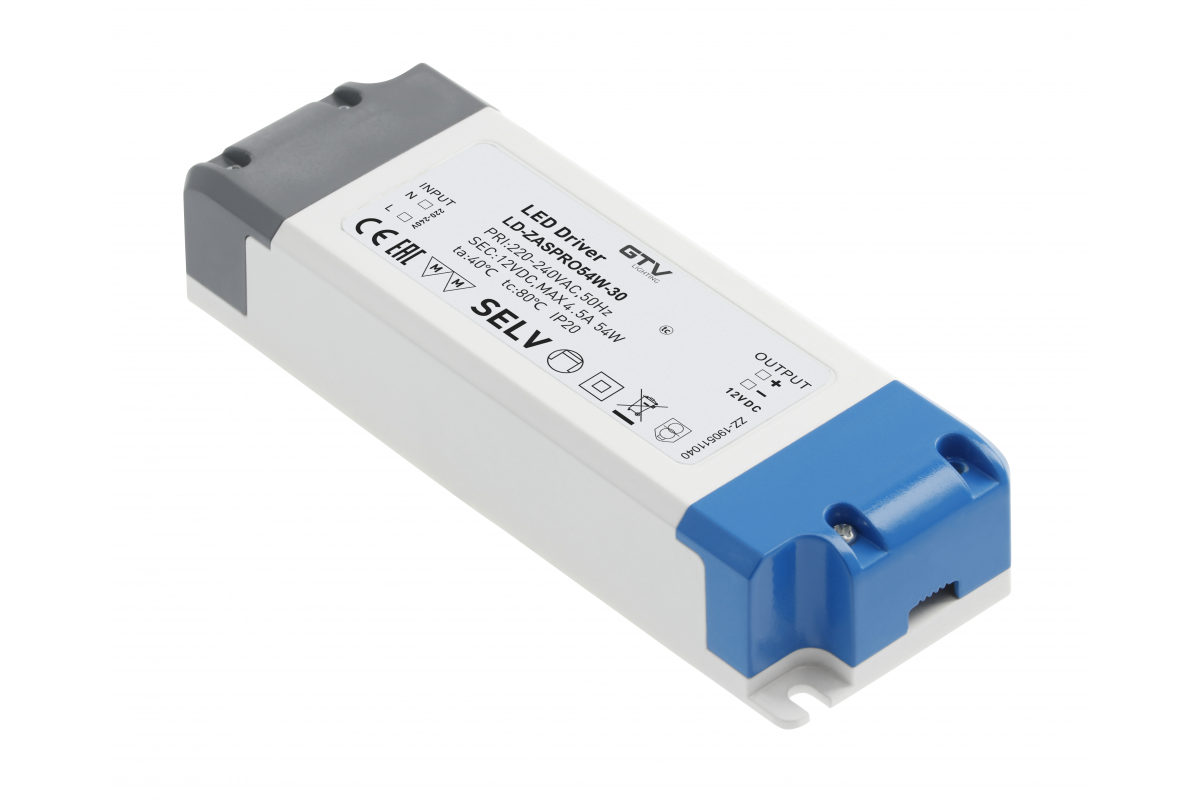 Блок питания для светодиодных лент и светильников 220/12V 54W IP20