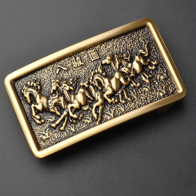 Латунная пряжка для ремня 40 мм с восемь бегущих лошадей бляха армейская ссср латунь на ремень