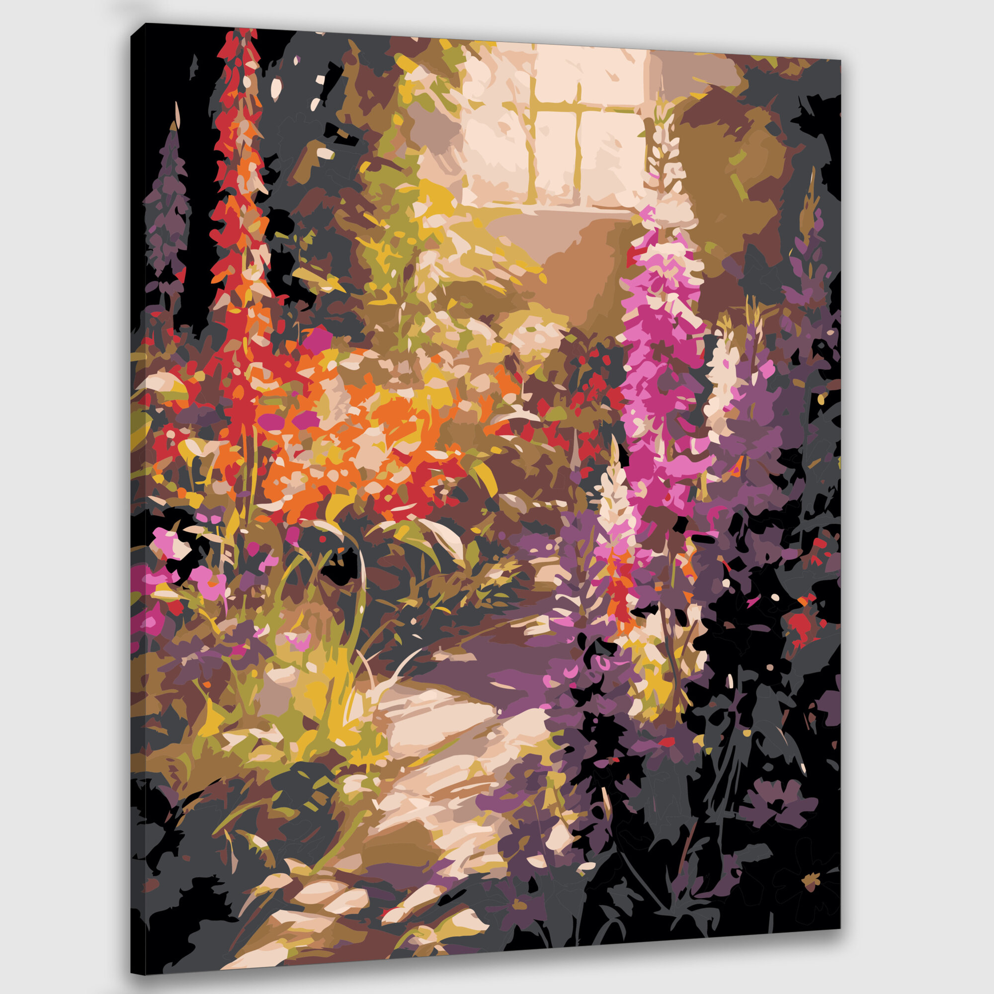 Картина по номерам 40x50 см, масляная картина, летний момент, цветущий сад, яркие цвета, пчелы, жужжание, листья