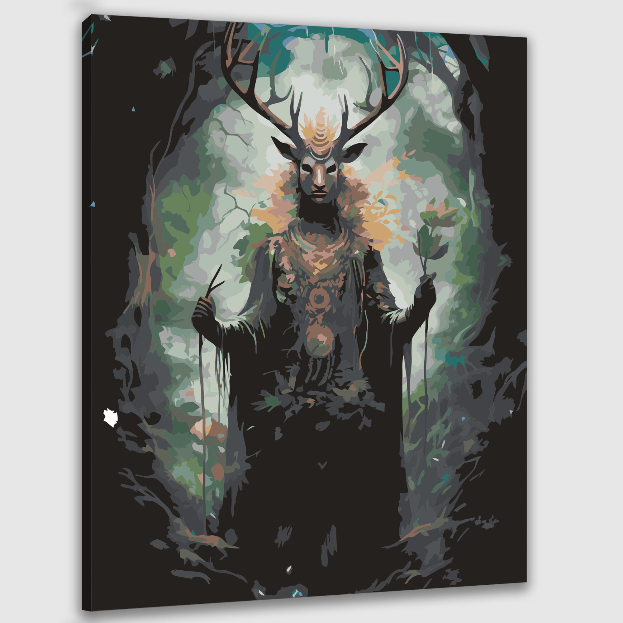 Картина по номерам 40x50 см, шаман, магия, смешанная техника, фотографии, иллюстрации, изысканные одежды, духи