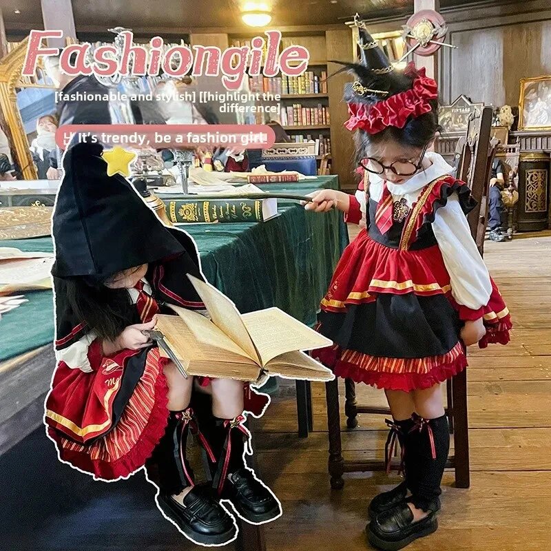 Костюм Гарри Поттера для девочек, юбка, плащ, цилиндр, носки, цвет, высота 110 см