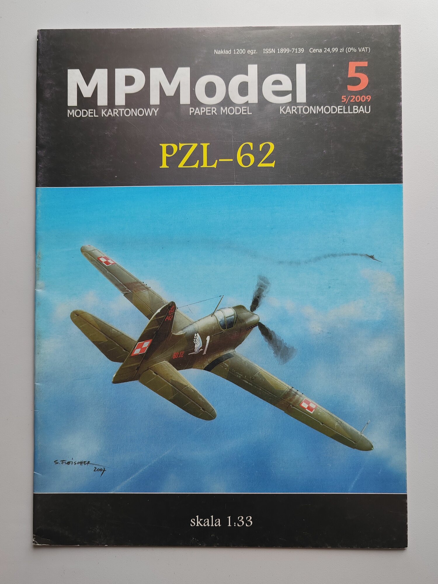 Сборная бумажная модель Самолет PZL-62 - MPModel №5 (Журнал+лазерная резка)