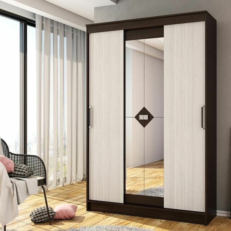 Шкаф-купе Агат ширина 140 см Дуб Венге / Сосна лоредо, для одежды, большой, высота 214 см, высокий