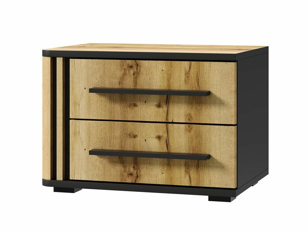 Тумба прикроватная Аэлита Дуб Вотан / Черный ширина 50 см ЛДСП с ящиками в спальню в гостиную