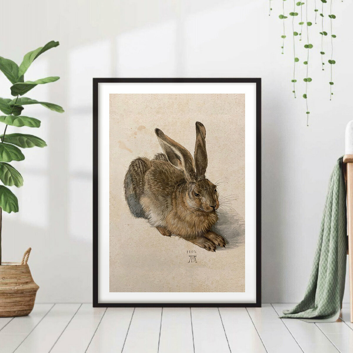 Постер "Заяц Альбрехта Дюрера" в черной рамке 40x50 см для интерьера на стену