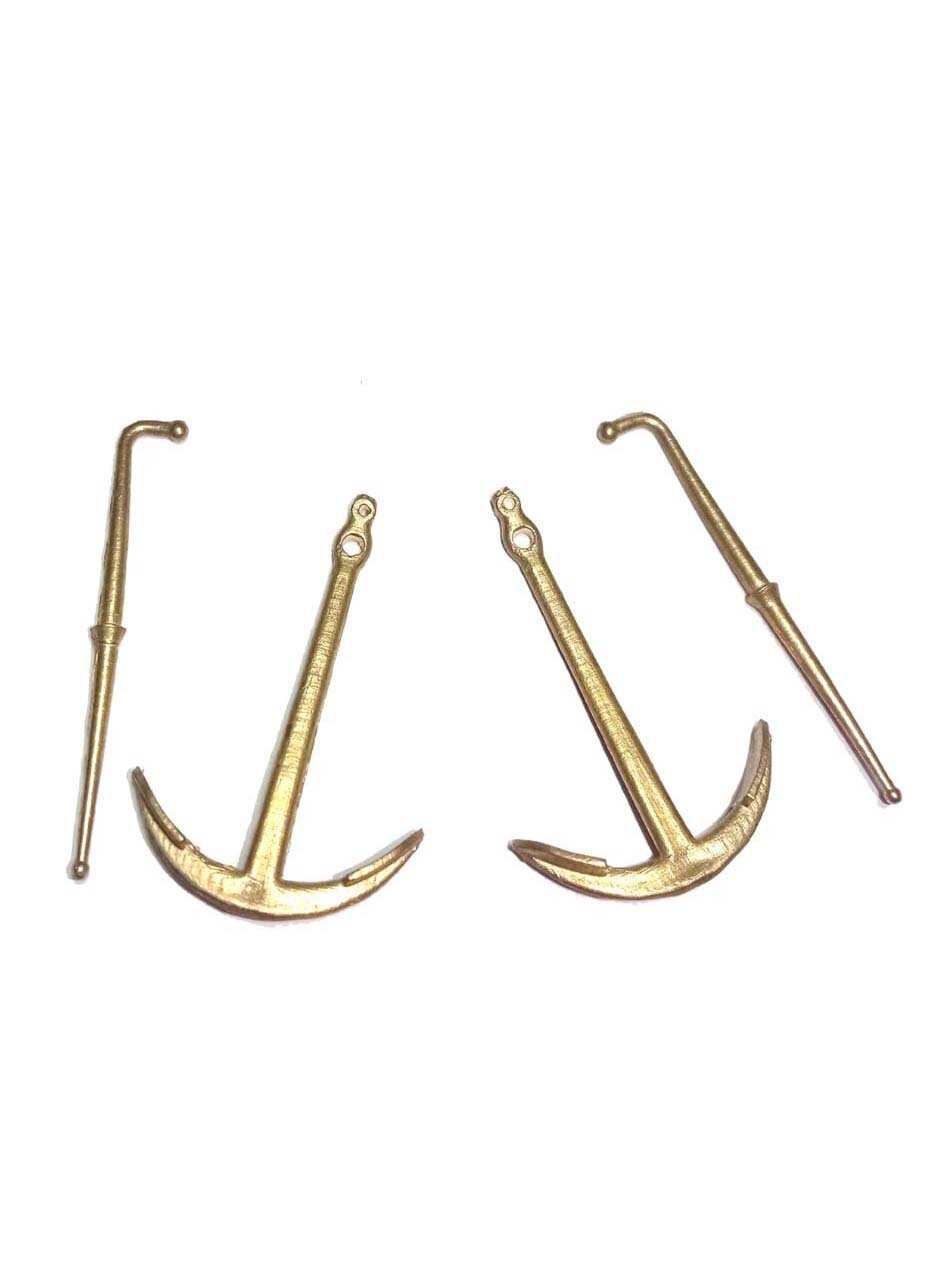 Якорь адмиралтейский 30 мм, латунный с металлическим штоком, 2 шт, Россия