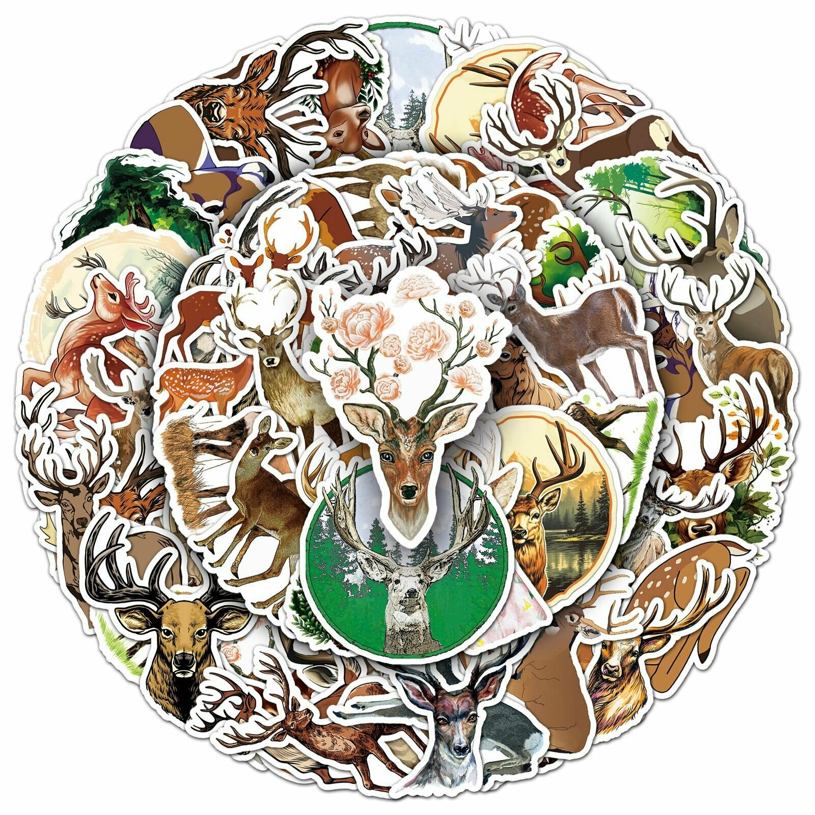 50 шт./упак. Наклейки с оленями Виниловые водонепроницаемые граффити для ноутбука, багажа, скейтборда, подростков