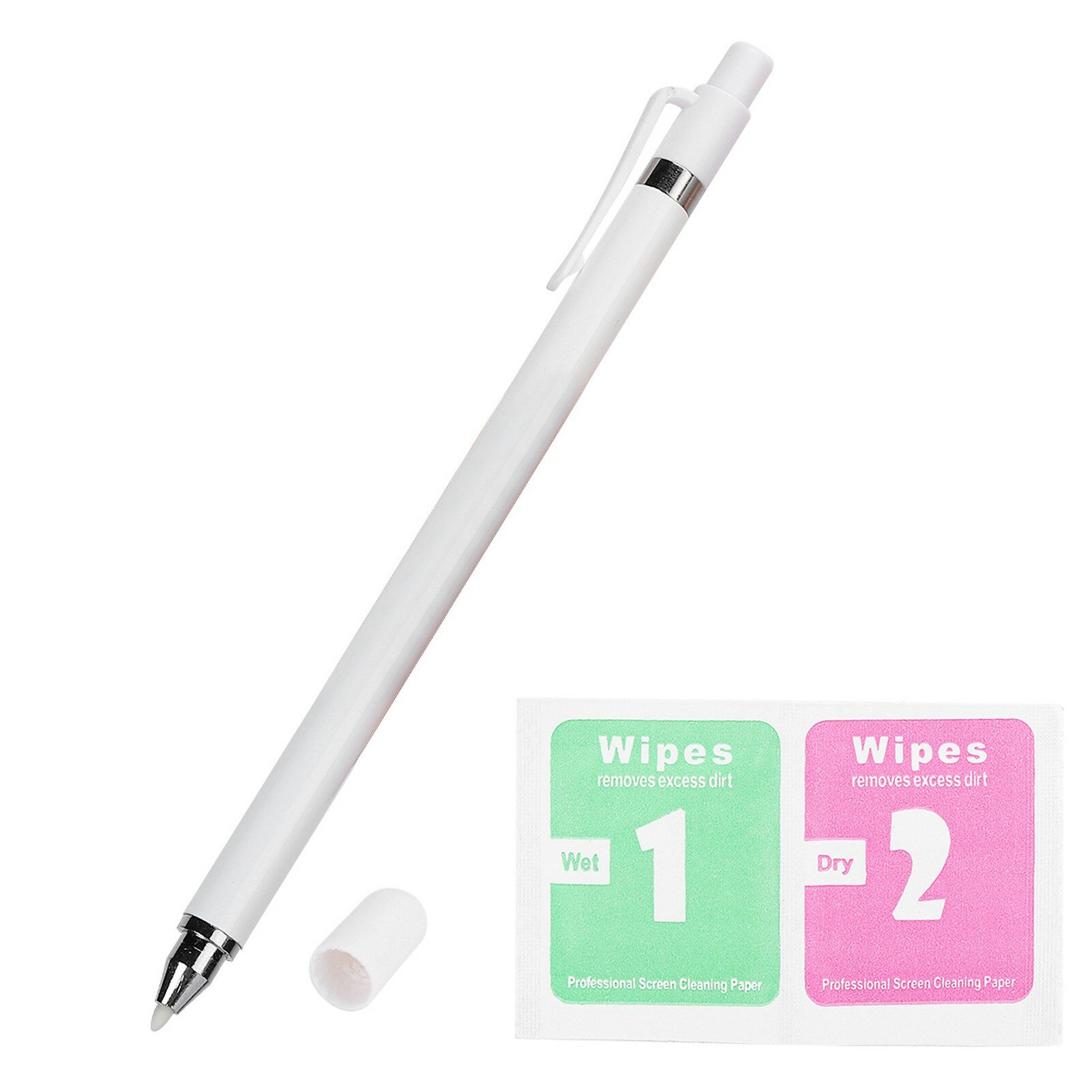 Stylus Pen DoubleHead Tablet Mobile Phone Screen Touching NonRechargeable Universal Type(White )