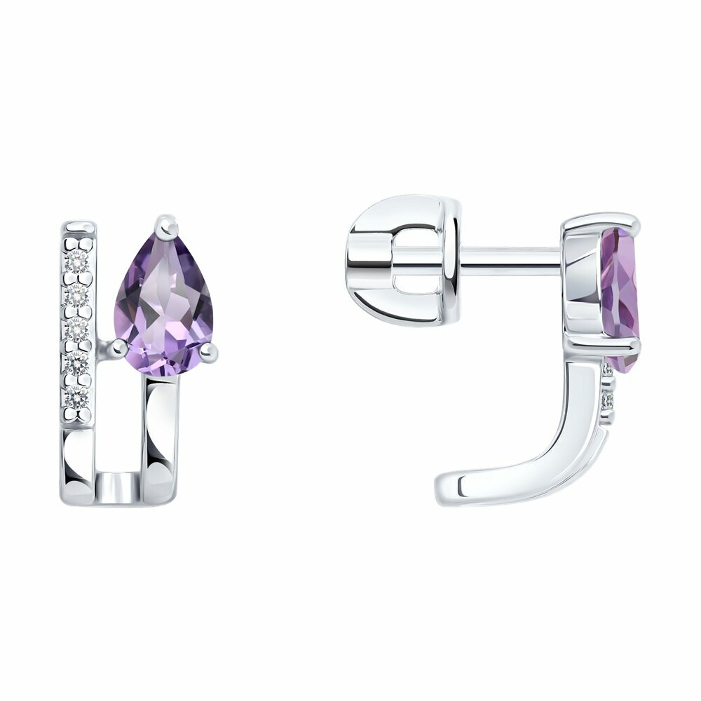 Серьги, серебро, 925 проба, родирование