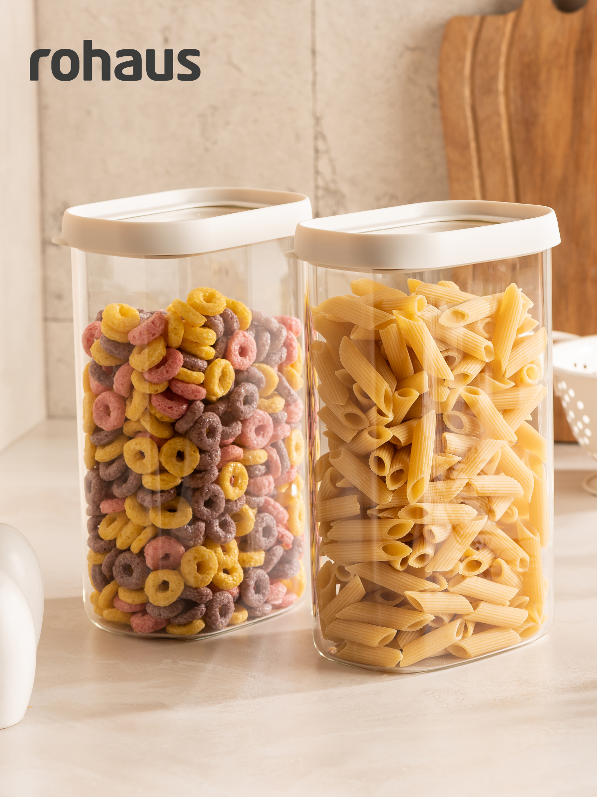 Набор из 2х стеклянных банок Rohaus для хранения еды и сыпучих продуктов с прозрачной крышкой - 1500 мл