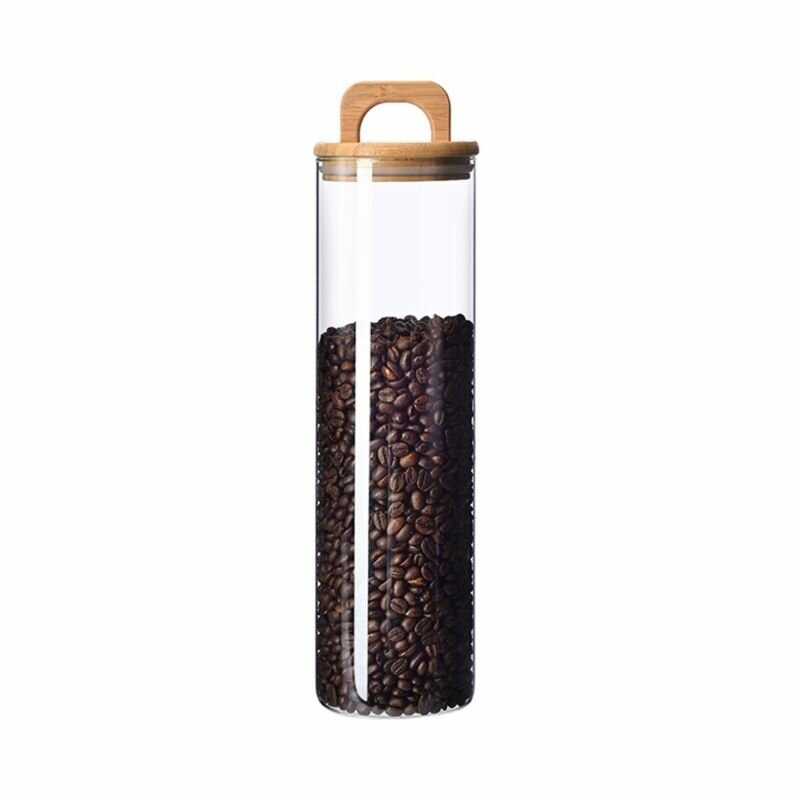 Стеклянная банка с деревянной крышкой, бамбуком и ручкой, 30 см2150 мл