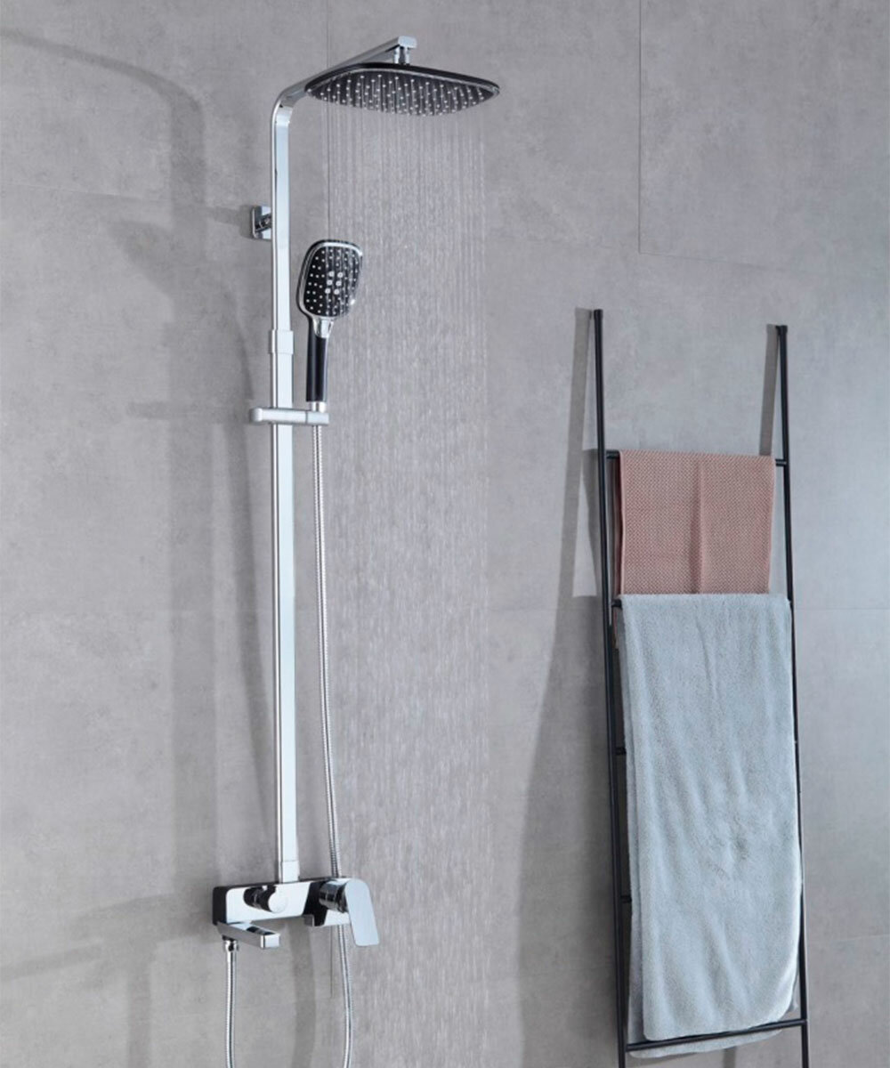 Душевая система с тропическим душем GANZER из латуни GZ21061-C черный/хром