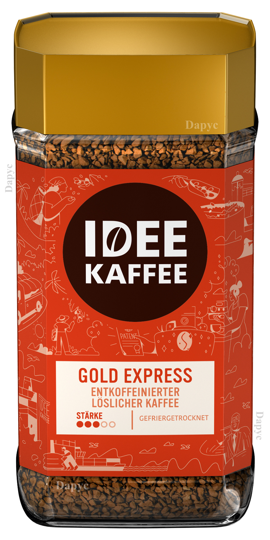 Кофе растворимый без кофеина IDEE KAFFEE GOLD EXPRESS, сублимированный, 200 г