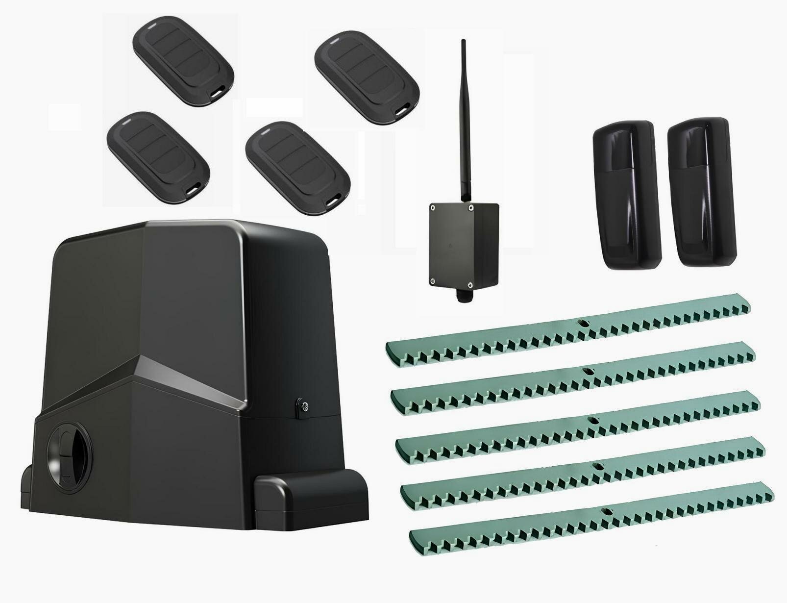 Автоматика для откатных ворот ARW-1000MKIT F5-BT-T4, комплект: привод, фотоэлементы, 4 пульта, 5 реек, Bluetooth-модуль