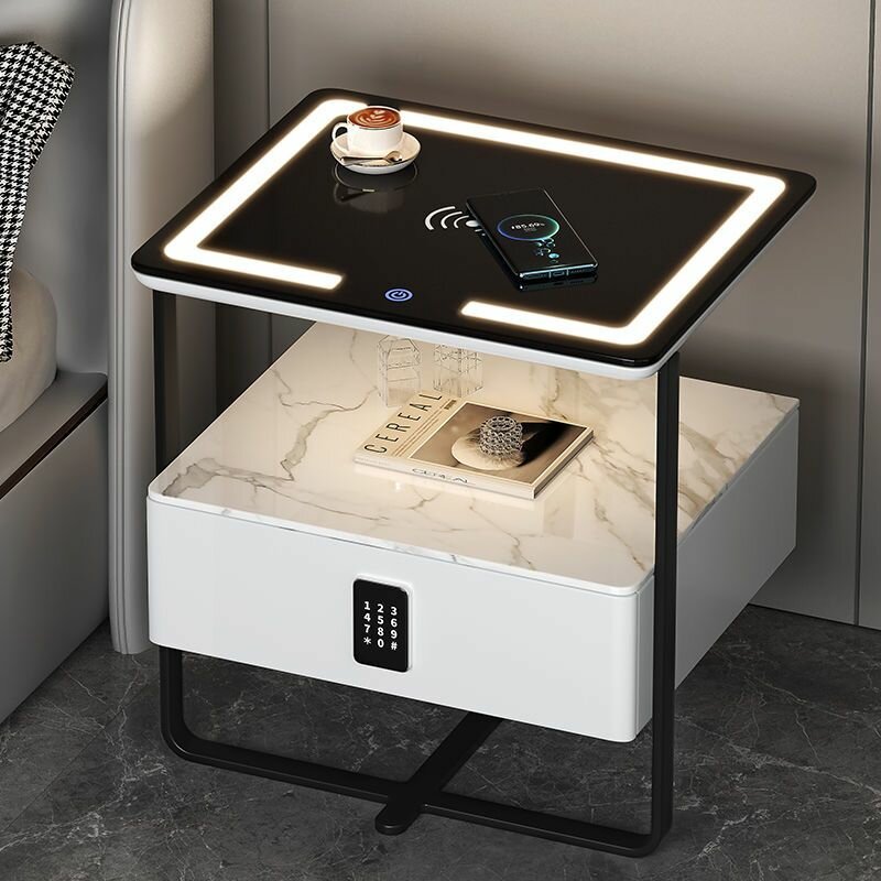 Креативный умный современный минималистичный прикроватный столик, трехцветная лампа, блокировка паролем, беспроводная зарядка