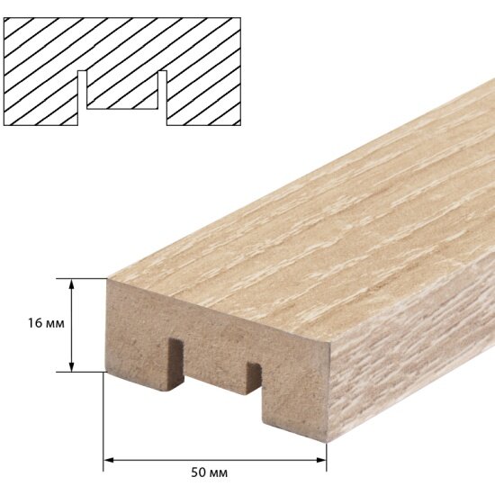 Рейка МДФ интерьерная ТМ Стильный Дом 2700х16х50 дуб сонома, в упаковке 7 штук