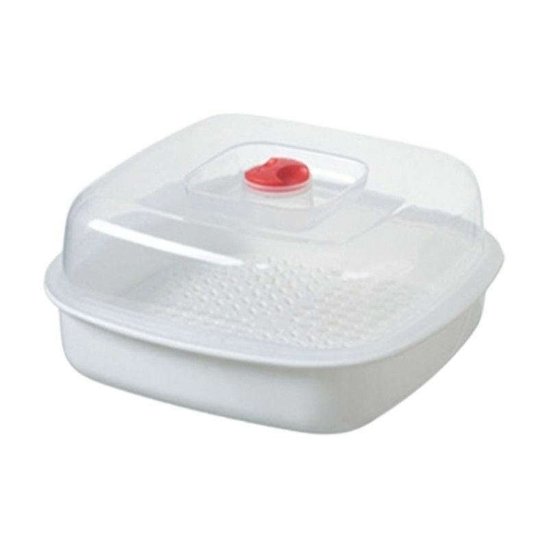 Контейнер для приготовления на пару в микроволновой печи с широкой эргономичной ручкой, прозрачной крышкой и отверстием для эффективного нагрева, многослойный дизайн, - Квадратный однослойный