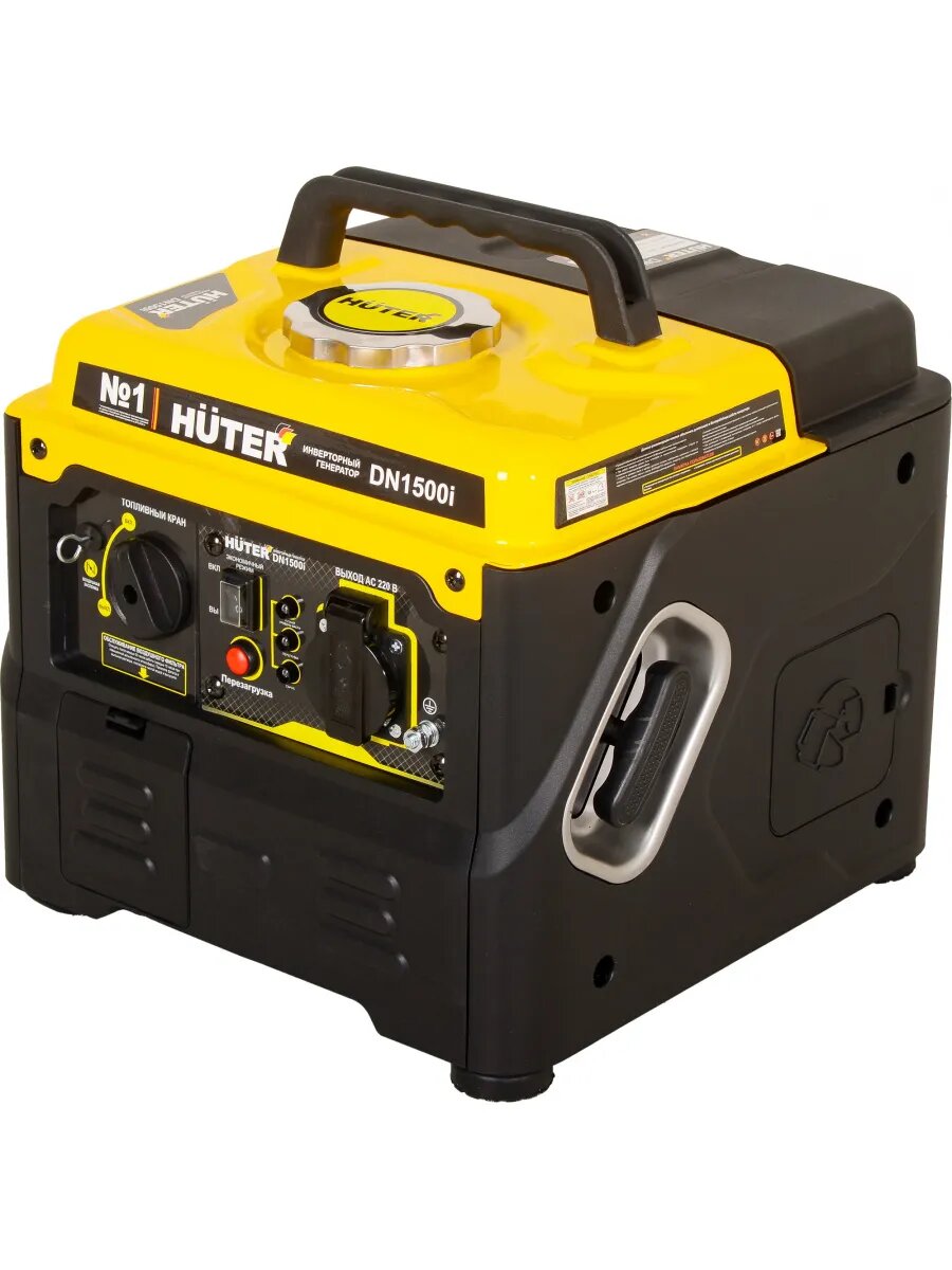 Бензиновый генератор Huter DN1500i, 220/12 В, 1.2кВт, 4-х тактный, АИ-92