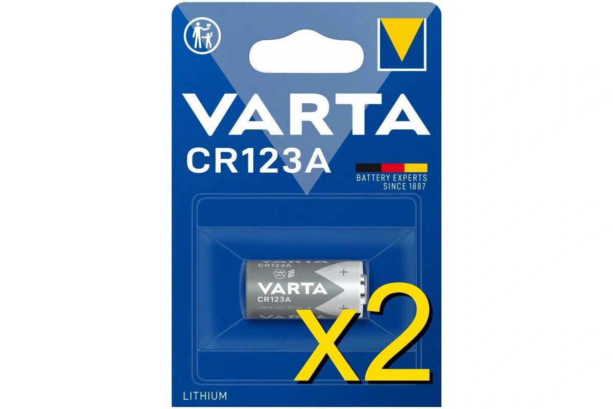 Батарейка Varta Lithium Cylindrical CR123A/CR17345 , 1430 mAh , ( 2 ) шт. 2 блистера по 1 шт, 06205301401
