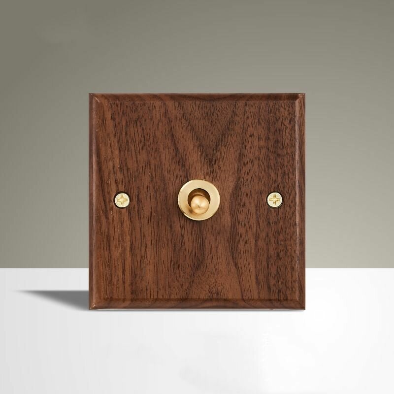 Розетка выключателя света индустриальном в стиле ретро, тумблерная пластина латуни из цельного дерева, старинный выключатель