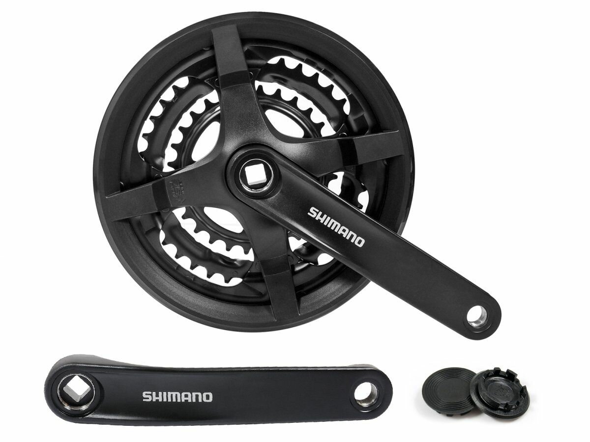 Система шатунов Shimano TY301 черные 170мм под квадрат 42/34/24 с защитой