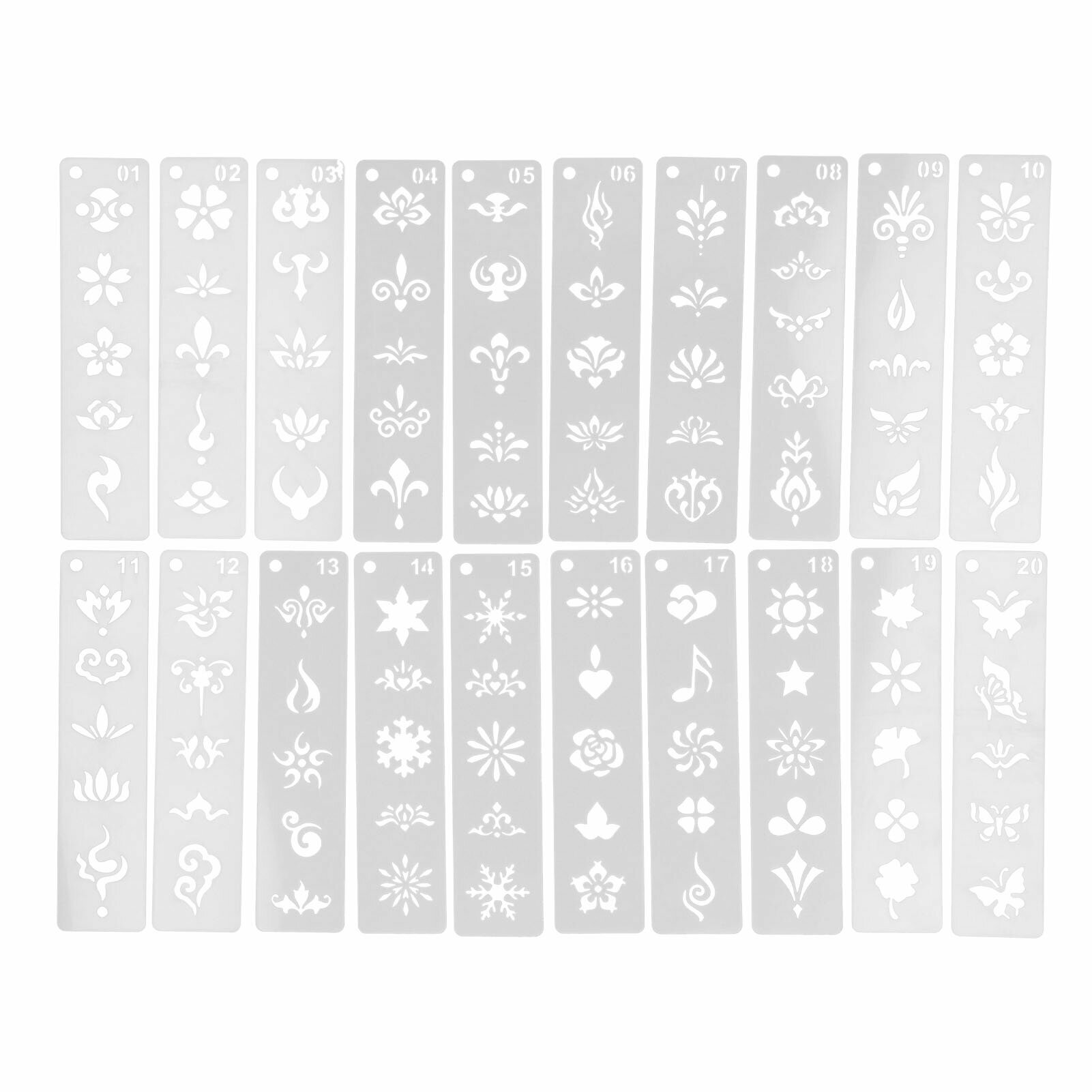 20 шт. трафаретов для самостоятельной росписи лица и тела, красивые узоры, трафареты для татуировок и макияжа для вечеринки