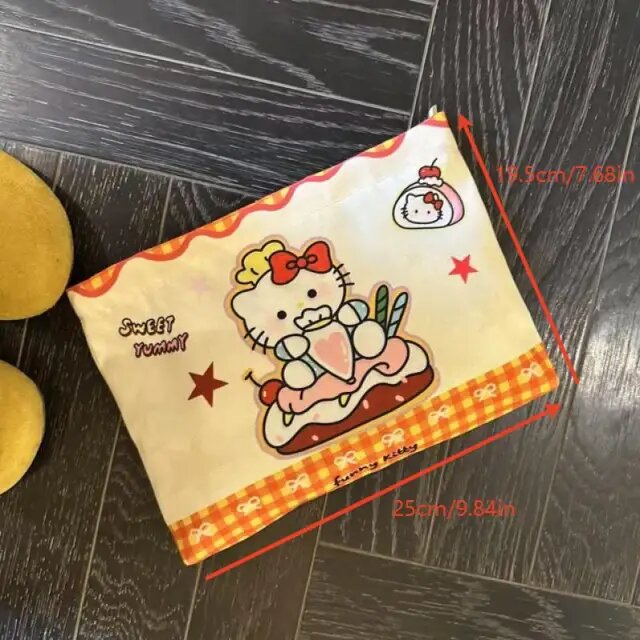 Новая белая клетчатая косметичка с Kitty, милый дизайн, для студентов, для повседневного использования