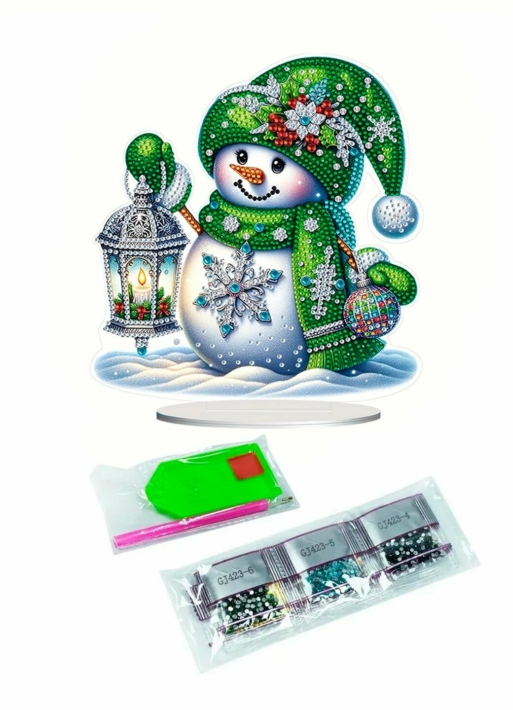 Алмазная мозаика фигурная "Снеговик" 19х22 см. Kubanstar