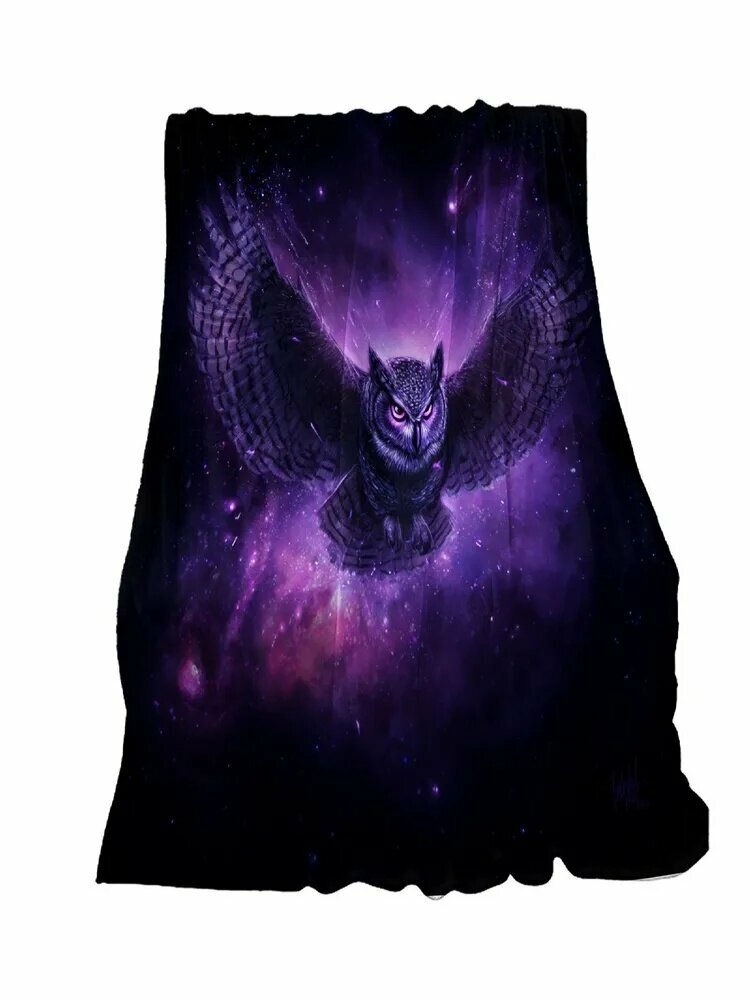 Плед с фотопринтом Фиолетовая сова , Фланель, 220 см х 200 см