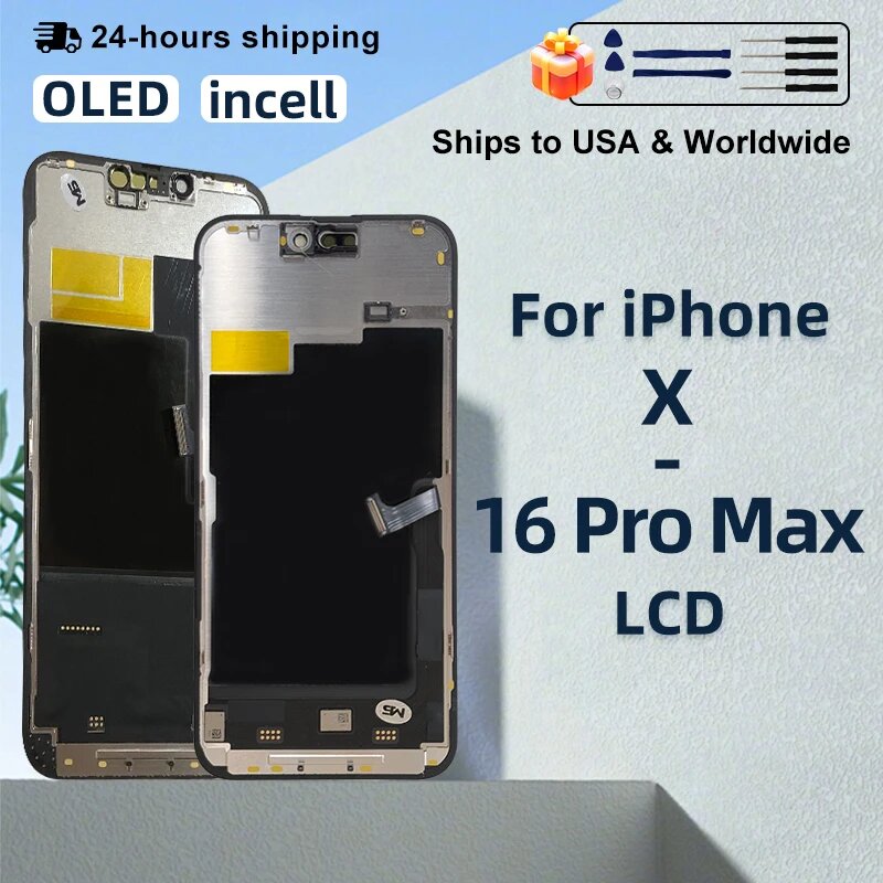 AAA+ OLED-дисплей для iPhone XS 11 Pro ЖК-дисплей с 3D сенсорным экраном и дигитайзером для iPhone 12 Pro Max Экран 13 Mini 14 Plus 16 Pro Max ЖК-дисплей For 11-INCELL