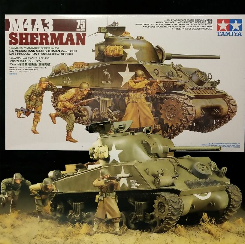 Tamiya 35250 1/35 Американский средний танк M4A3 Sherman с 75-мм пушкой