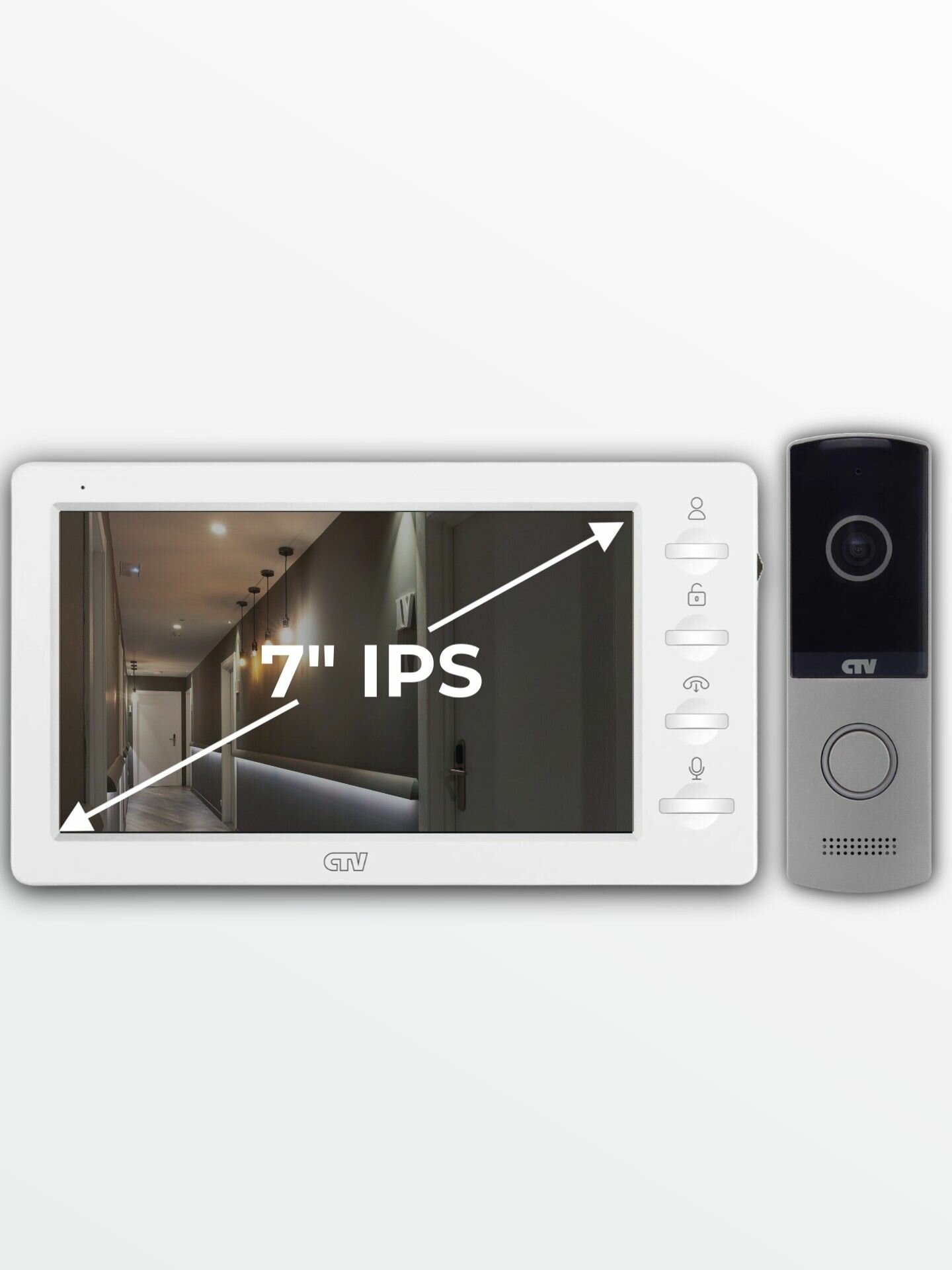 Комплект видеодомофон для квартиры: аналоговый монитор 7" CTV-M3702 Gamma + вызывная панель CTV-D4003NG, для дома или офиса, удаленное открытие замка, подключение к подъездному домофону