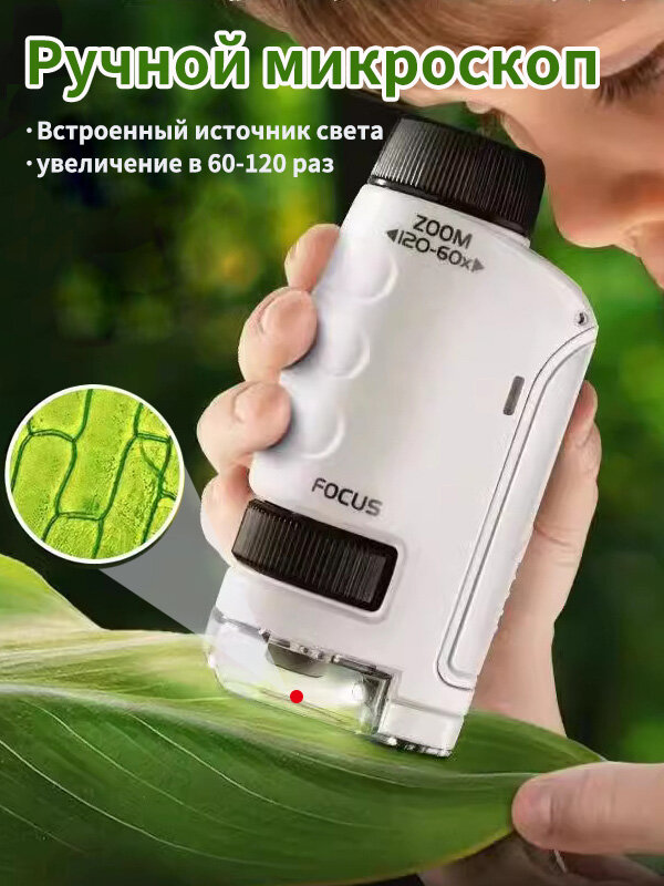 Детский портативный ручной микроскоп, игрушка для научных экспериментов, отправка нарезанных образцов