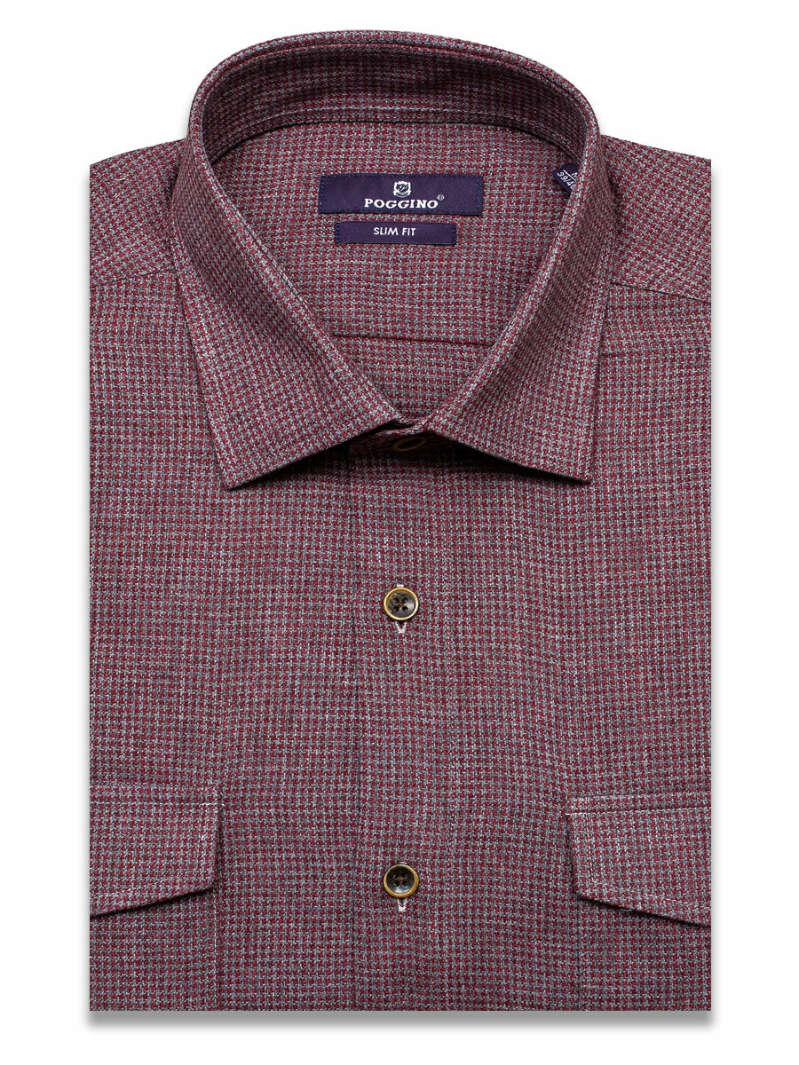 Рубашка байковая приталенная с длинным рукавом