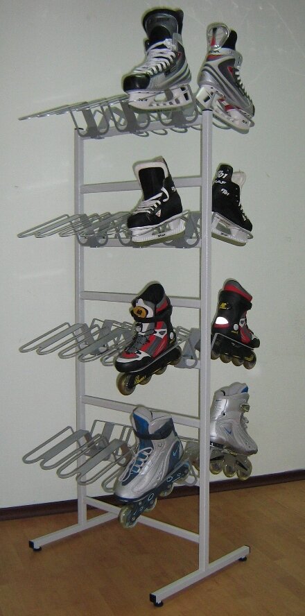 Стойка для 48 шт. роликов ( с тормозом), коньков, двух-сторонняя, металл, разборная 780*500*1700мм, цвет серый