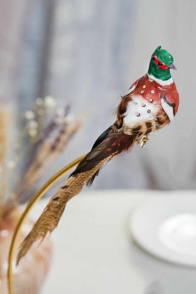 Ёлочное украшение фазан на клипсе, перо, 19 см, Goodwill MC40002