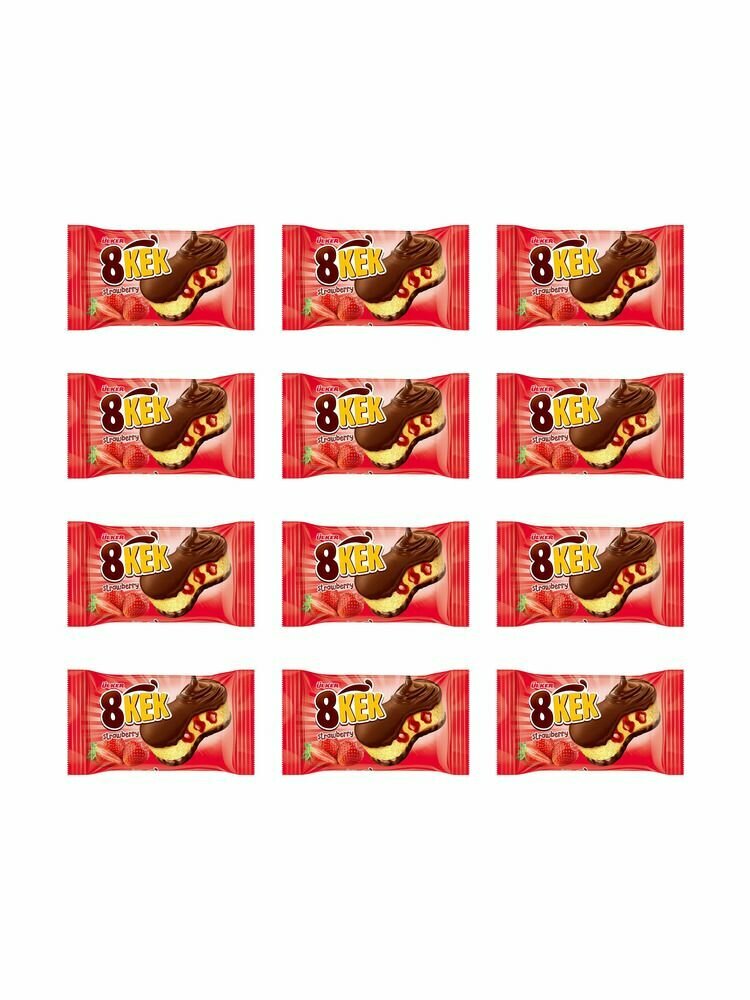 Ulker Кекс 8 Kek с клубникой, 40 г, 12 шт
