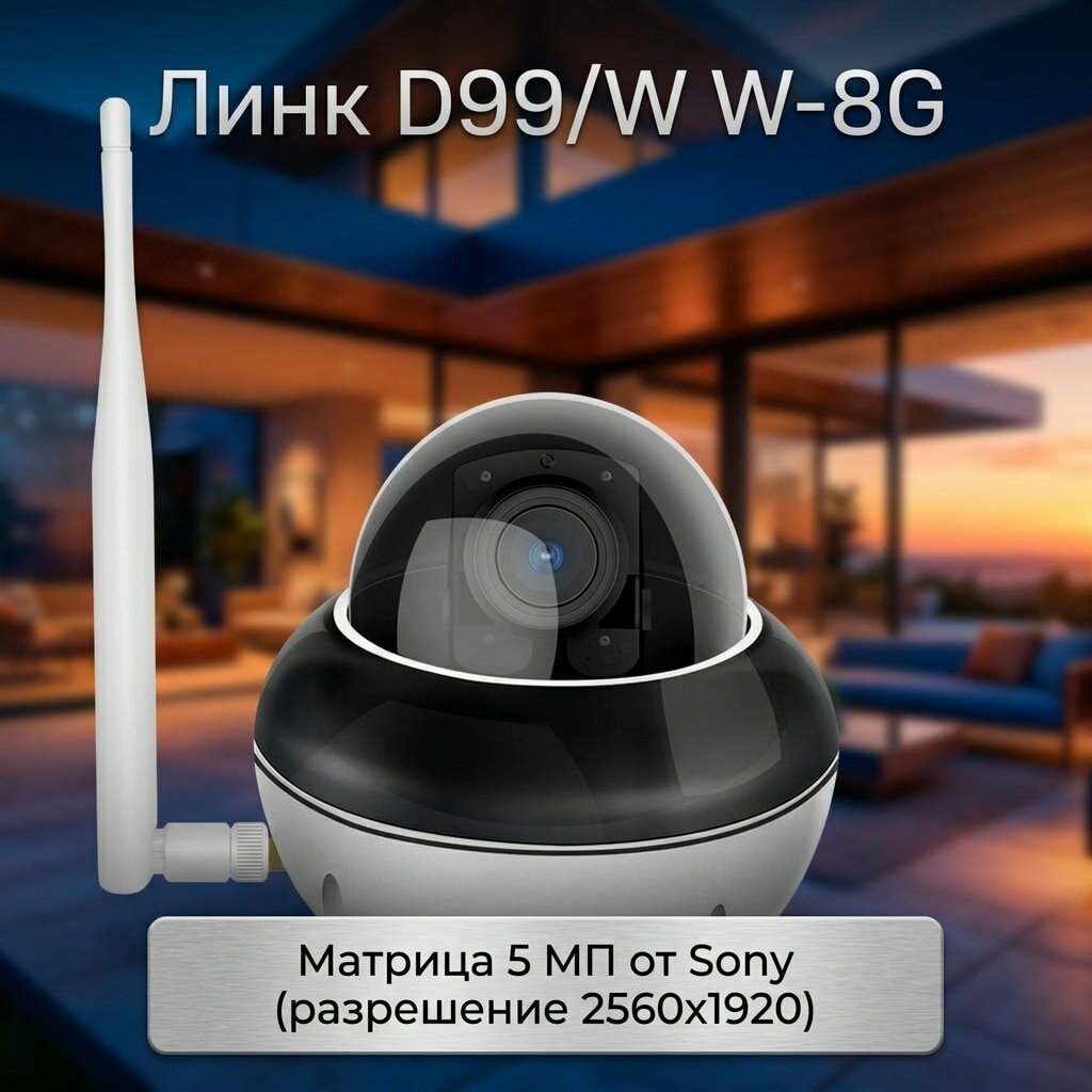 Поворотная купольная WI-FI камера 5Мп - Линк D99/W W-8G