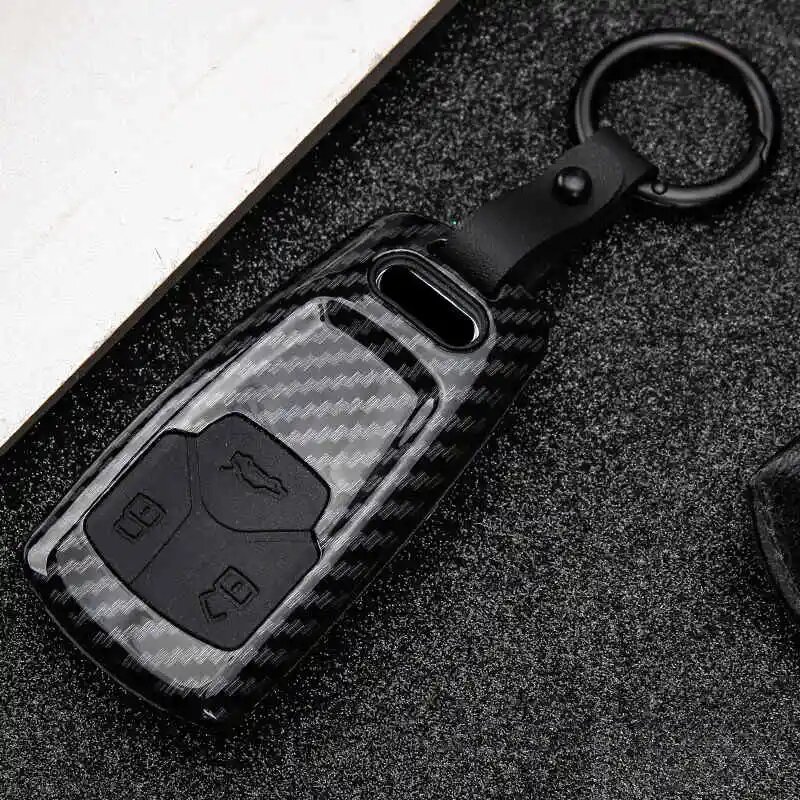 Чехол для автомобильного ключа, чехол из углеродного волокна для Audi A4 B9 A5 A6 S4 S5 Carbon black