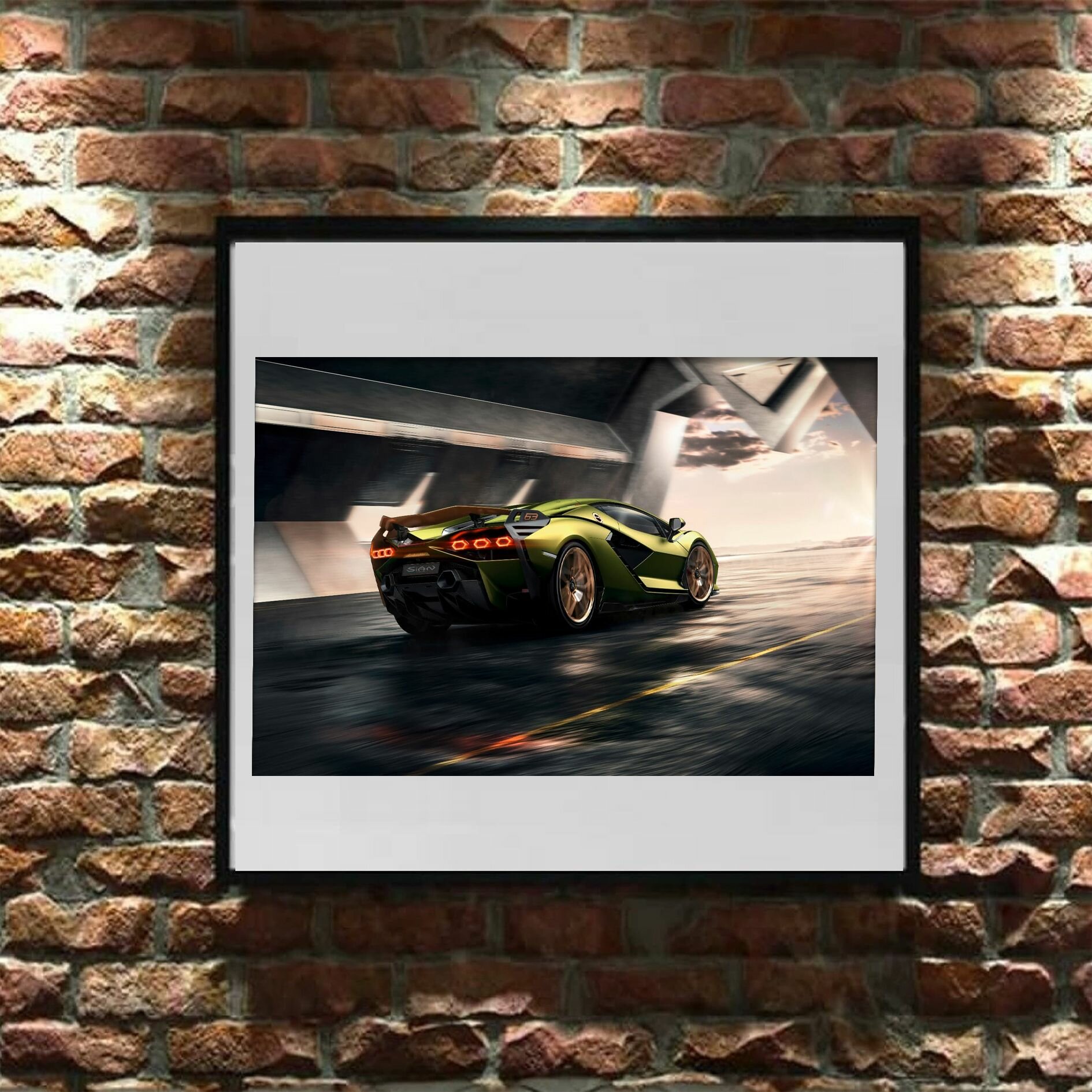 Постер "Lamborghini Sian, суперкар, вид сзади" из коллекции "Автомобили" А4